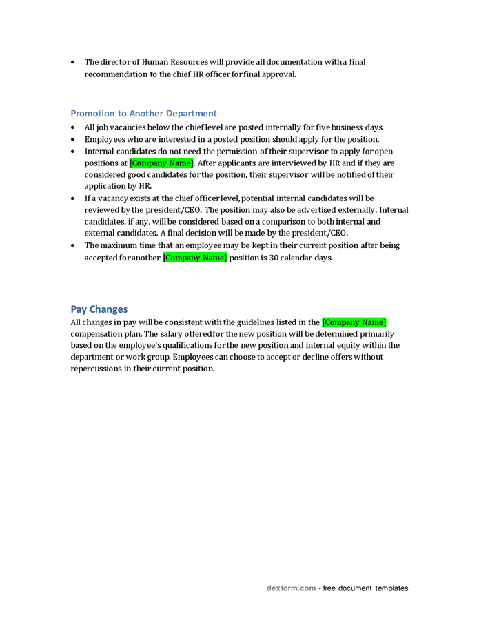 Staff promotions policy in Word and Pdf formats - page 2 of 2