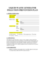 Liquid waste generator pollution prevention plan in Word and Pdf formats