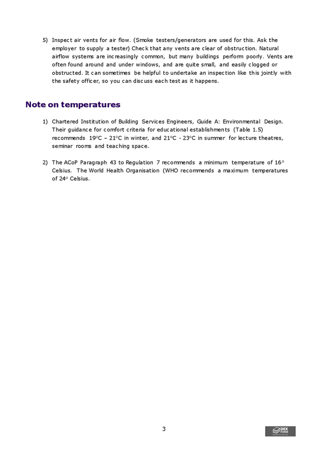 Example of a temperature and ventilation checklist in Word and Pdf ...