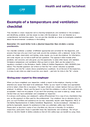 Example of a temperature and ventilation checklist in Word and Pdf formats