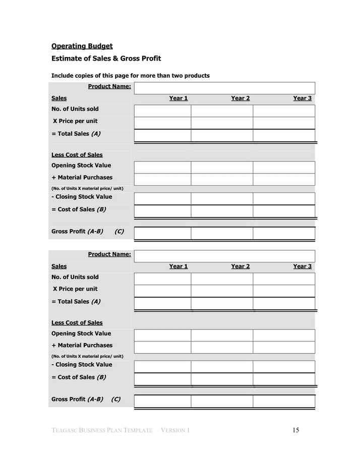 Teagasc business plan template in Word and Pdf formats - page 15 of 20