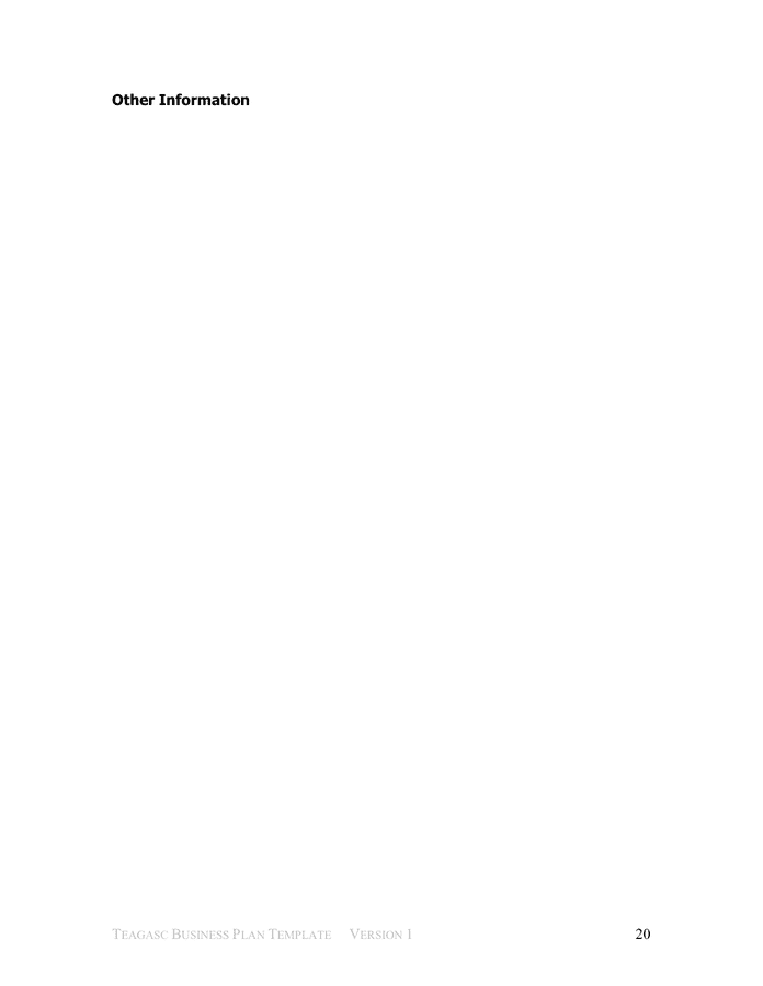 Teagasc business plan template in Word and Pdf formats - page 20 of 20