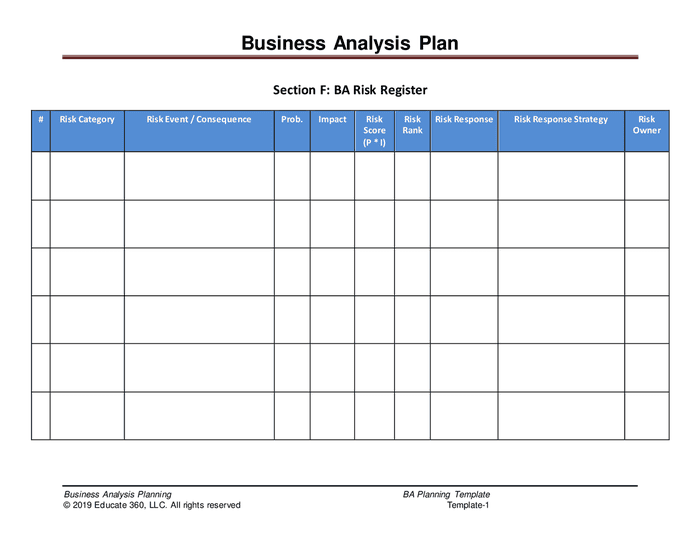 Business analysis planning template in Word and Pdf formats - page 13 of 15
