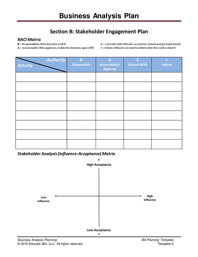 Business analysis planning template in Word and Pdf formats - page 5 of 15