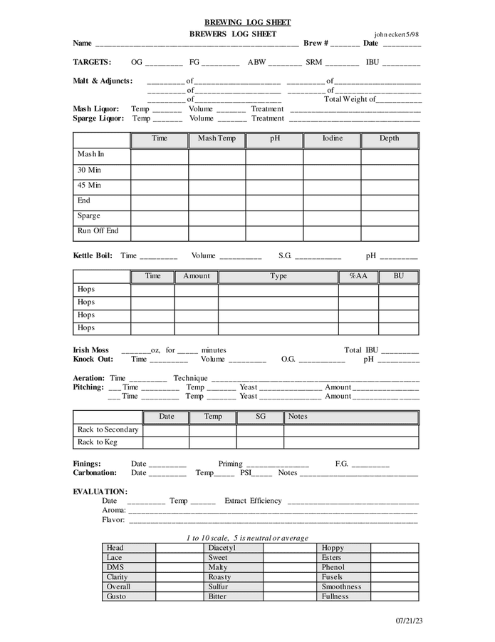 Log Sheet Template - download free documents for PDF, Word and Excel