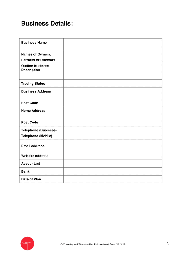 Business plan in Word and Pdf formats - page 3 of 29