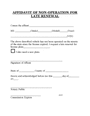 Affidavit of non-operation for late renewal in Word and Pdf formats