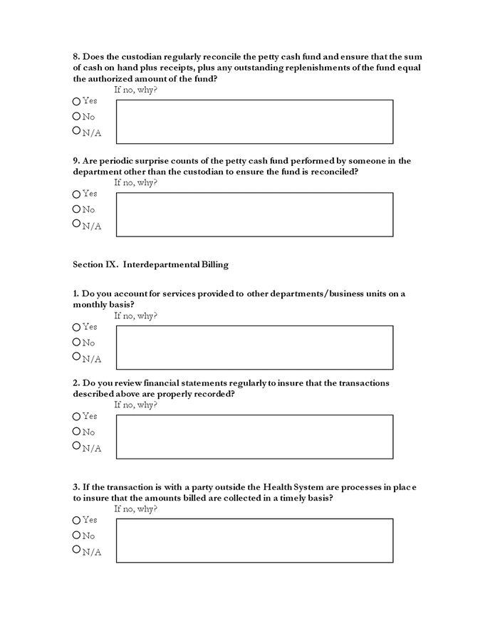 Internal control self-assessment questionnaire in Word and Pdf formats ...
