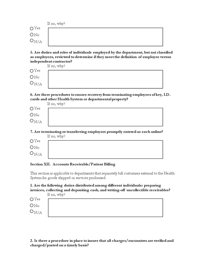 Internal control self-assessment questionnaire in Word and Pdf formats ...