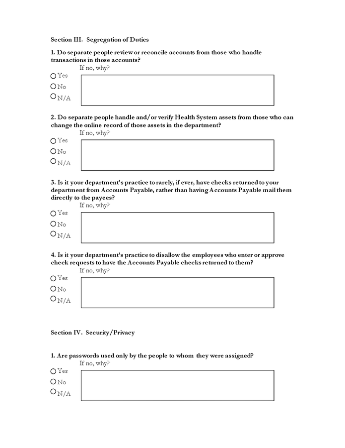 Internal control self-assessment questionnaire in Word and Pdf formats ...