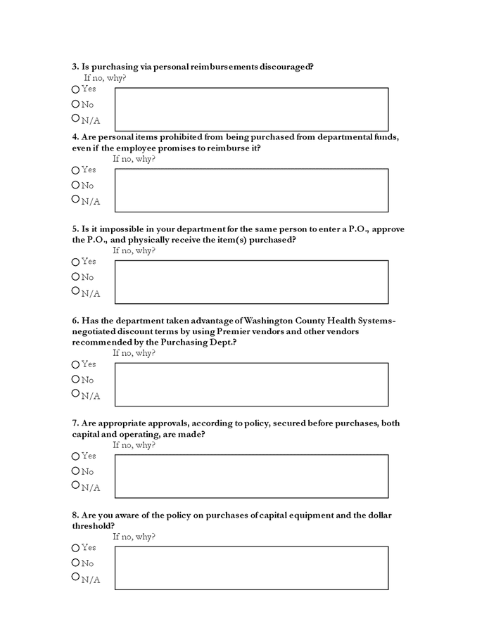 Internal control self-assessment questionnaire in Word and Pdf formats ...