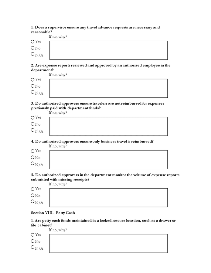 Internal control self-assessment questionnaire in Word and Pdf formats ...