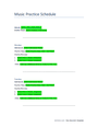 Music practice schedule in Word and Pdf formats