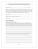 newspaper article worksheet