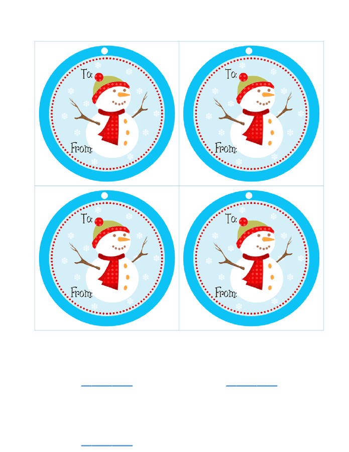 Gift tag template in Word and Pdf formats