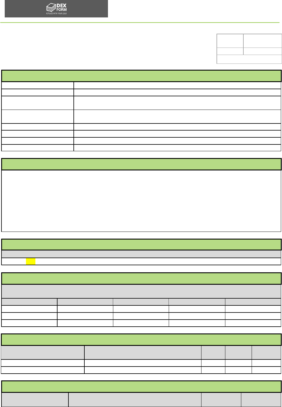Project charter template in Word and Pdf formats