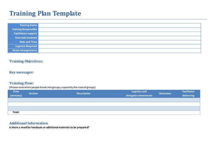 Training plan template in Word and Pdf formats