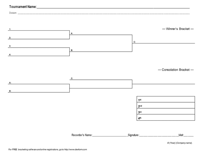 Tournament Bracket Template In Word And Pdf Formats