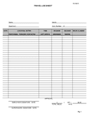travel log sheet