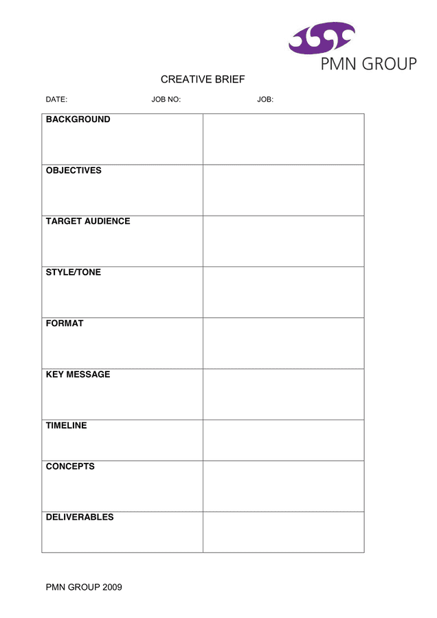 Creative Brief Template - download free documents for PDF, Word and Excel