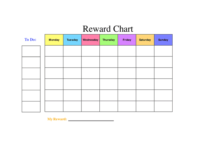 Reward chart template in Word and Pdf formats