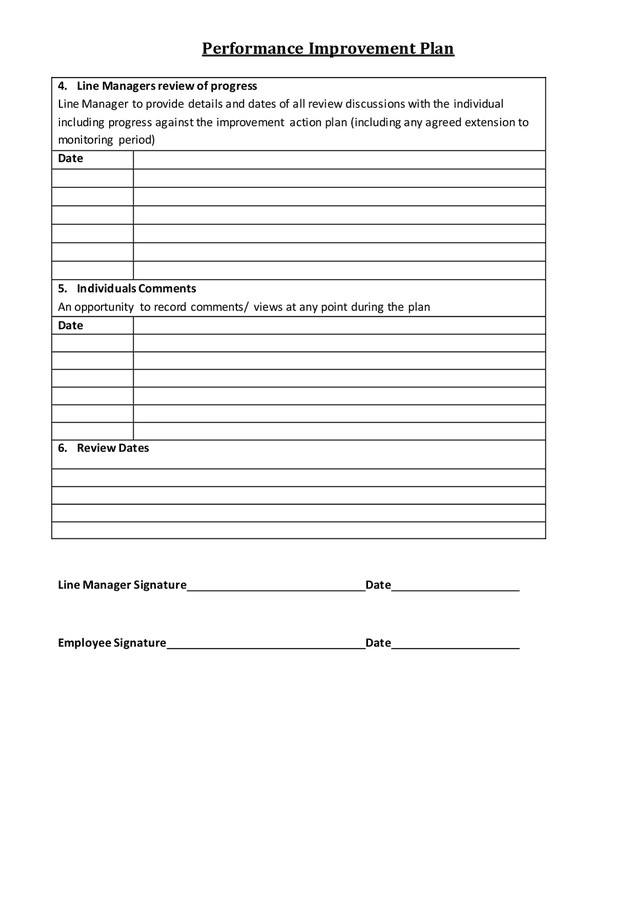 Performance improvement plan in Word and Pdf formats - page 2 of 2