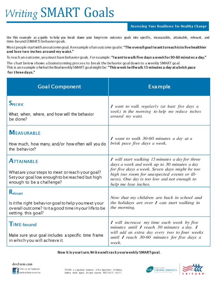 SMART goals template in Word and Pdf formats
