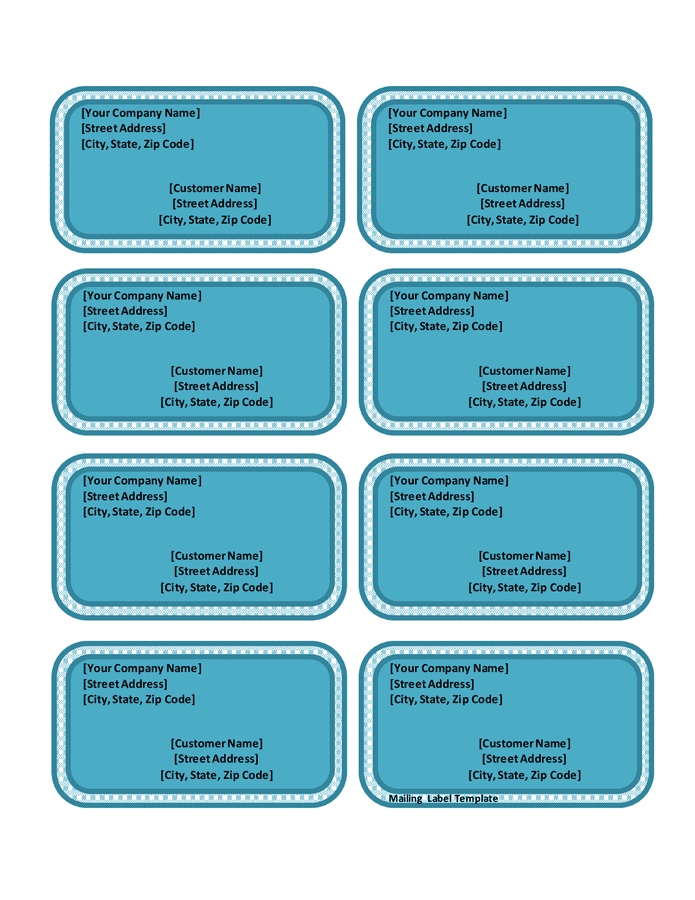 Address label template in Word and Pdf formats