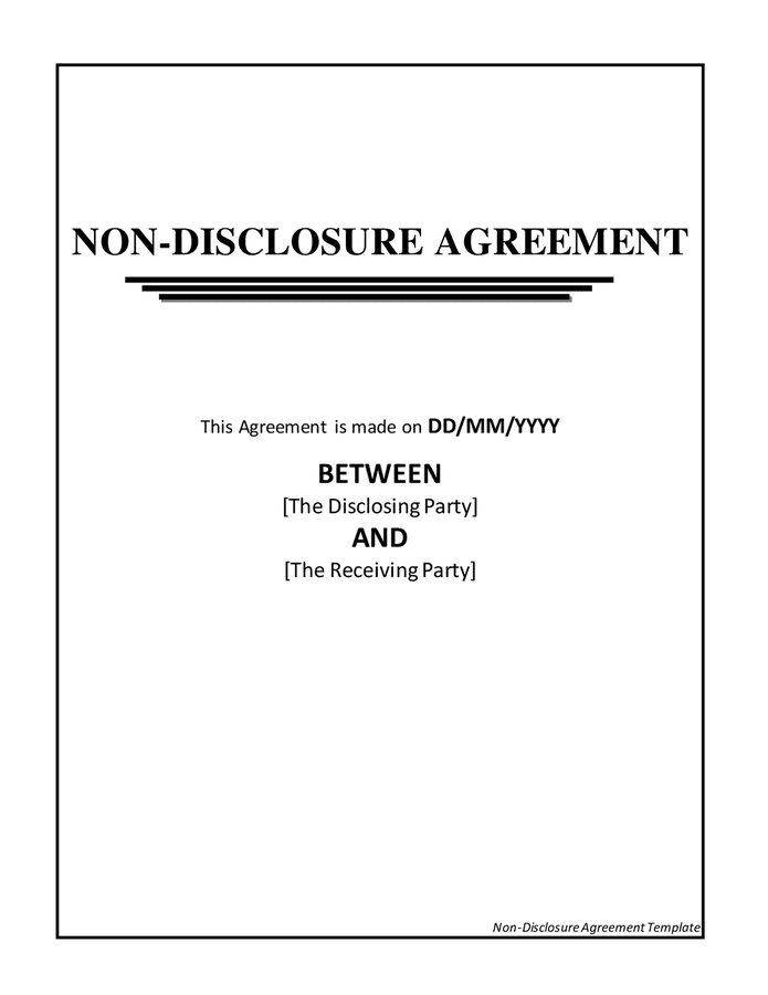 Non disclosure agreement template in Word and Pdf formats