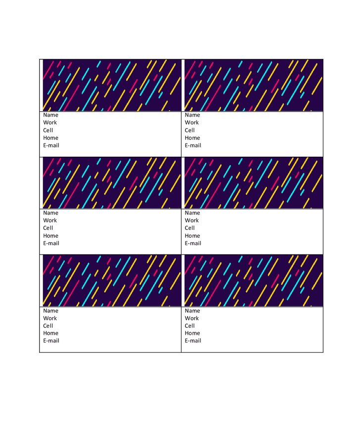 Address book template in Word and Pdf formats