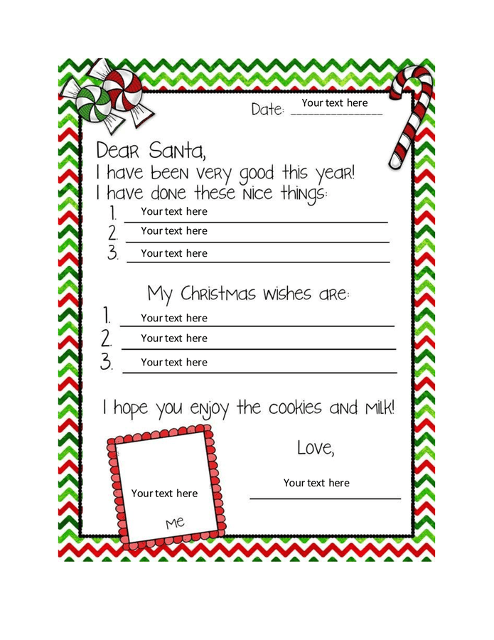 Christmas wish list in Word and Pdf formats