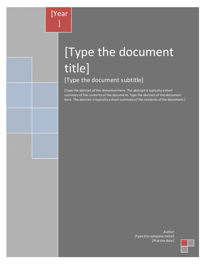 Cover page template in Word and Pdf formats