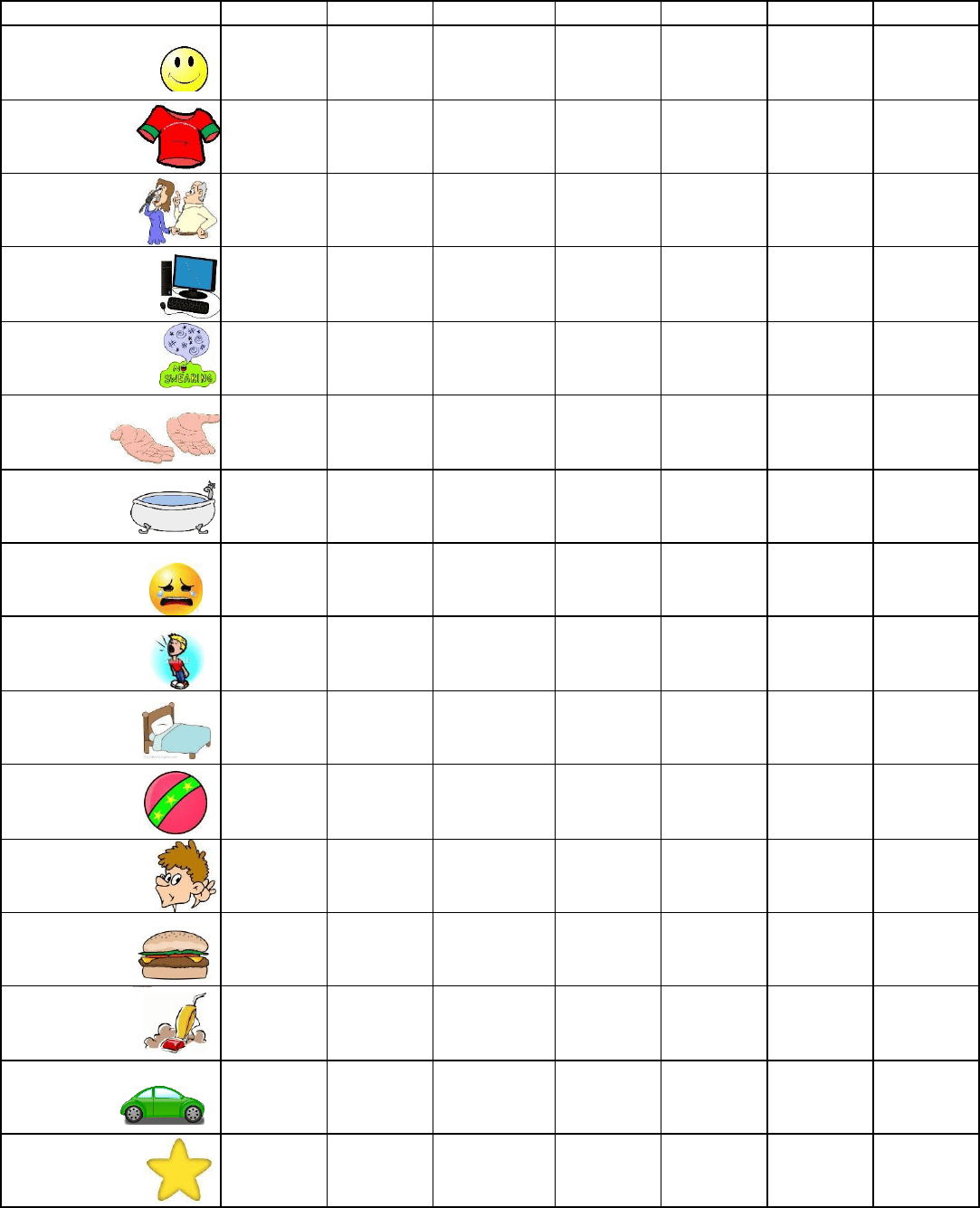 Reward chart form in Word and Pdf formats
