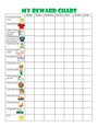 Reward chart form in Word and Pdf formats