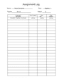 Assignment log in Word and Pdf formats