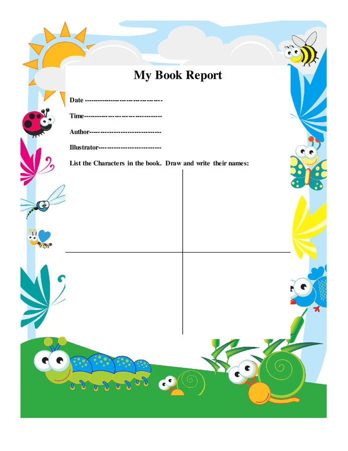 Book report template in Word and Pdf formats