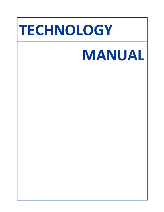 Simple technology manual template in Word and Pdf formats