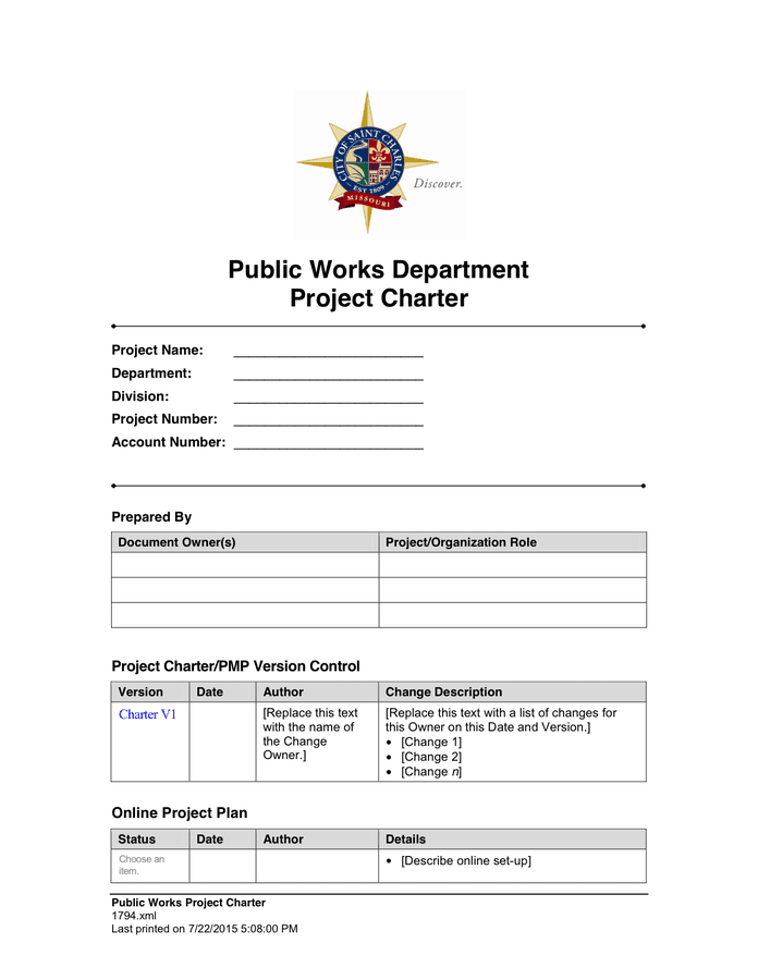 Project Charter Template - download free documents for PDF, Word and Excel