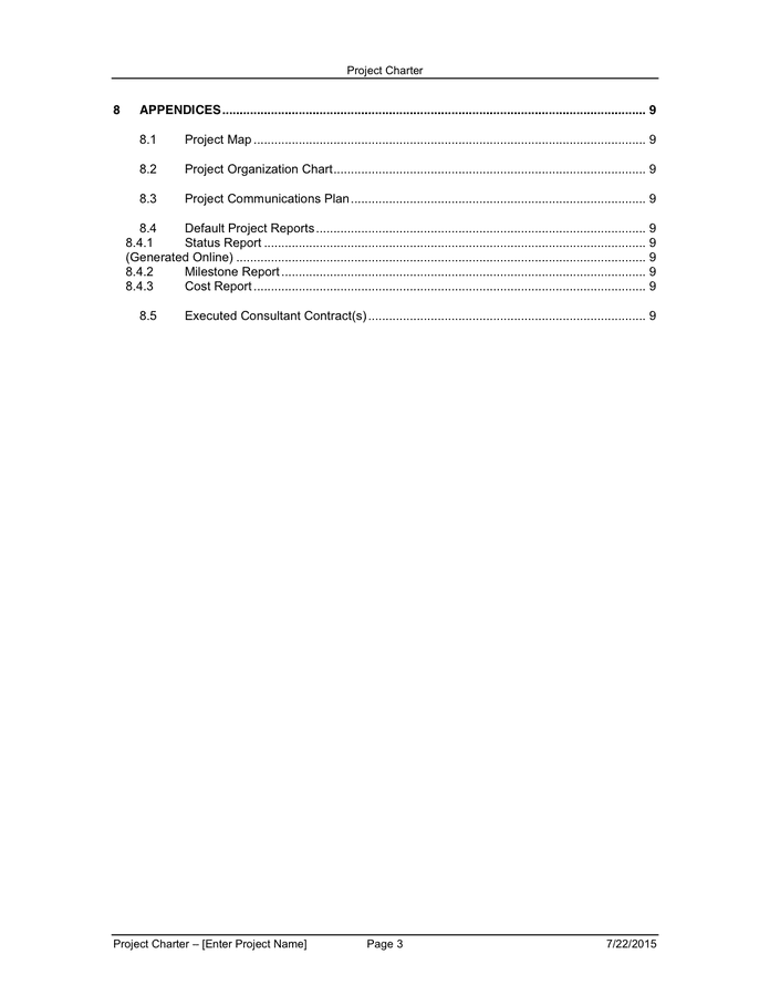 Project Charter in Word and Pdf formats - page 3 of 9