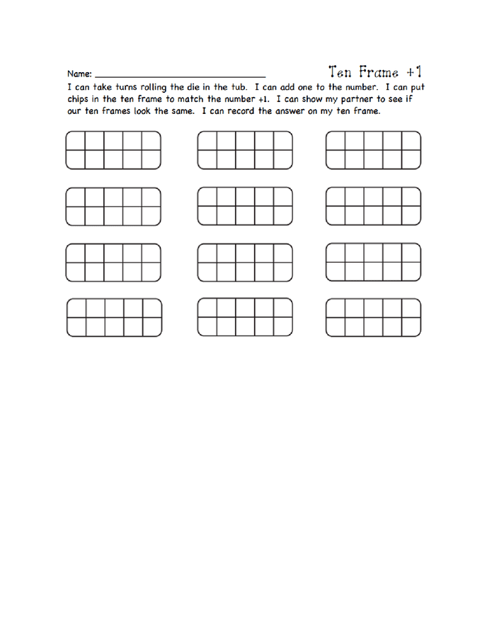 Printable ten frame template in Word and Pdf formats