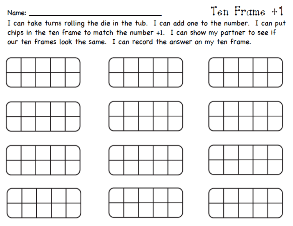 Printable ten frame template in Word and Pdf formats