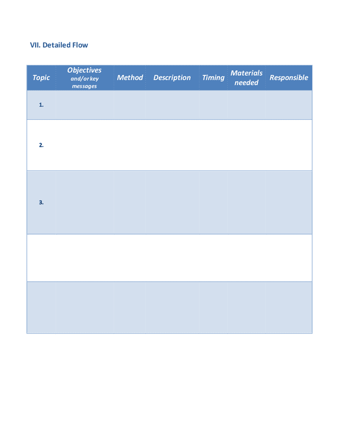 Training plan template in Word and Pdf formats - page 3 of 3