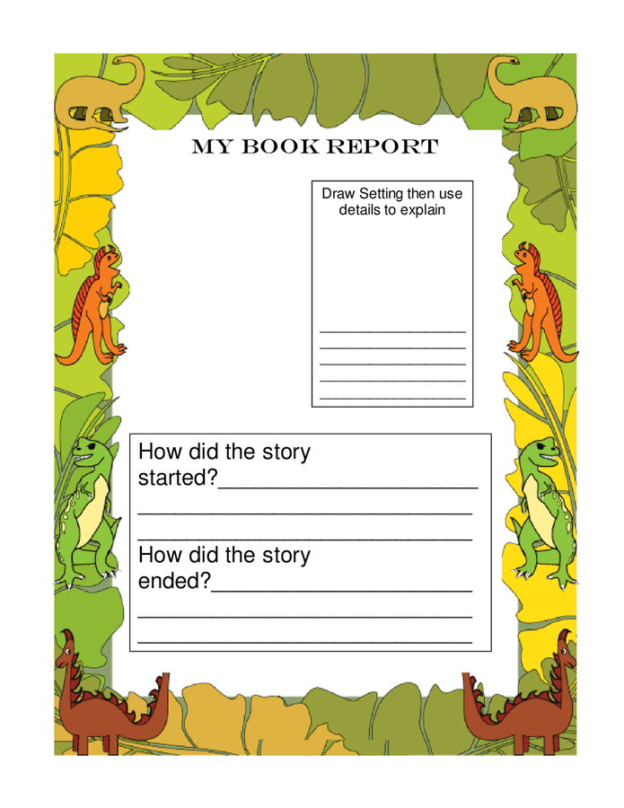 Book report template in Word and Pdf formats