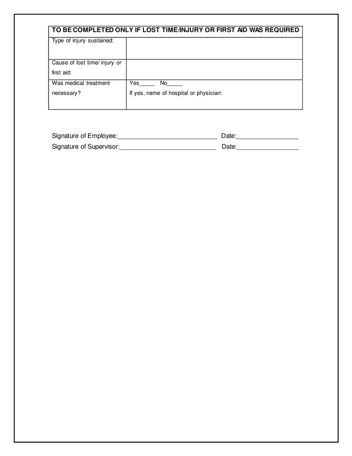 Incident reporting form in Word and Pdf formats - page 2 of 2