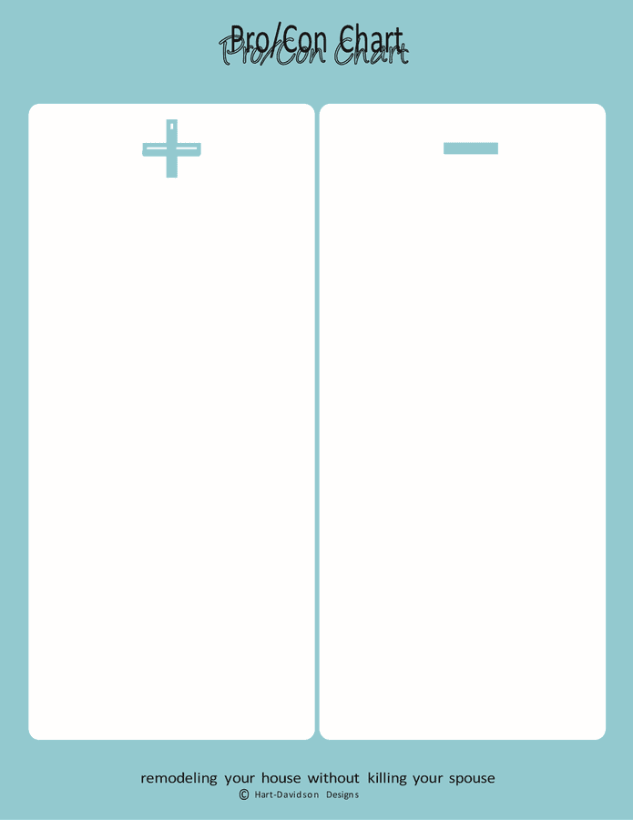 Pro / con chart in Word and Pdf formats