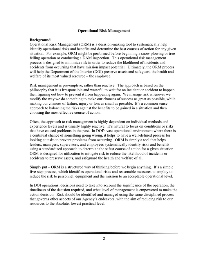 OSI Risk Management Plan Template in Word and Pdf formats - page 2 of 10
