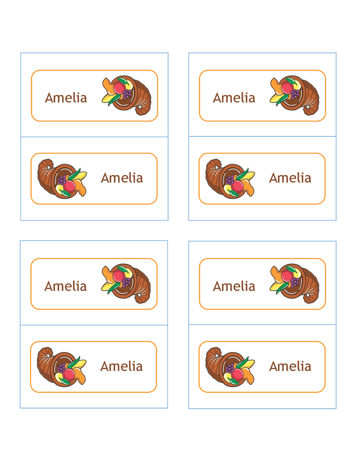 Place card template in Word and Pdf formats