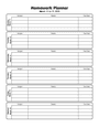 Homework planner in Word and Pdf formats
