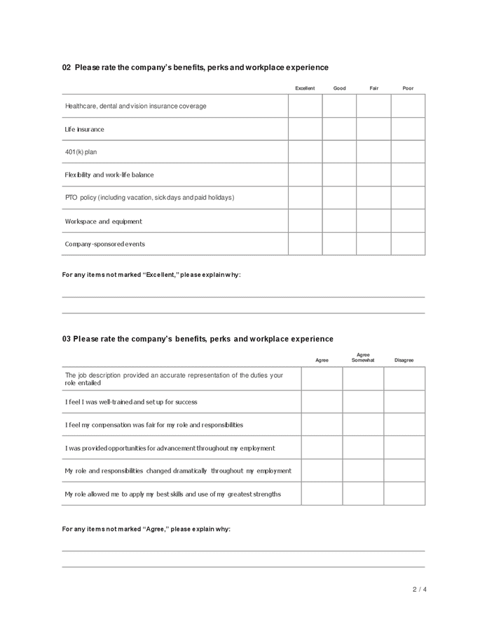 Exit interview form in Word and Pdf formats - page 2 of 4