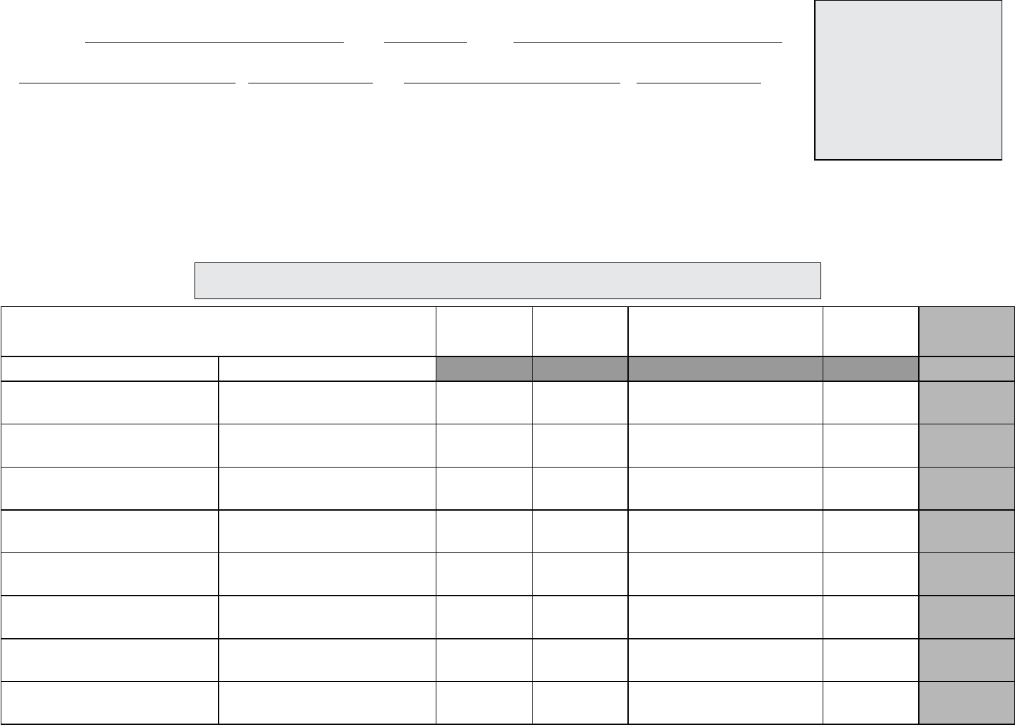 Community involvement hours log sheet in Word and Pdf formats